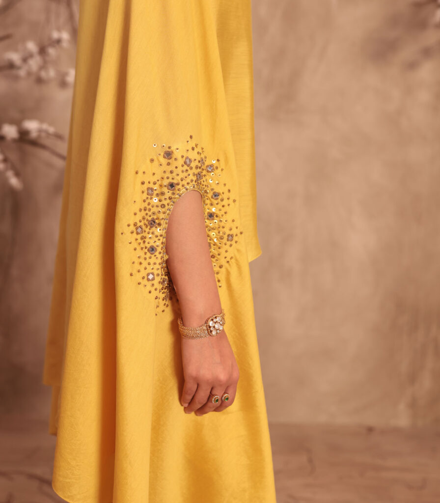 Nazakat Dark Yellow Cape Set – Tifara